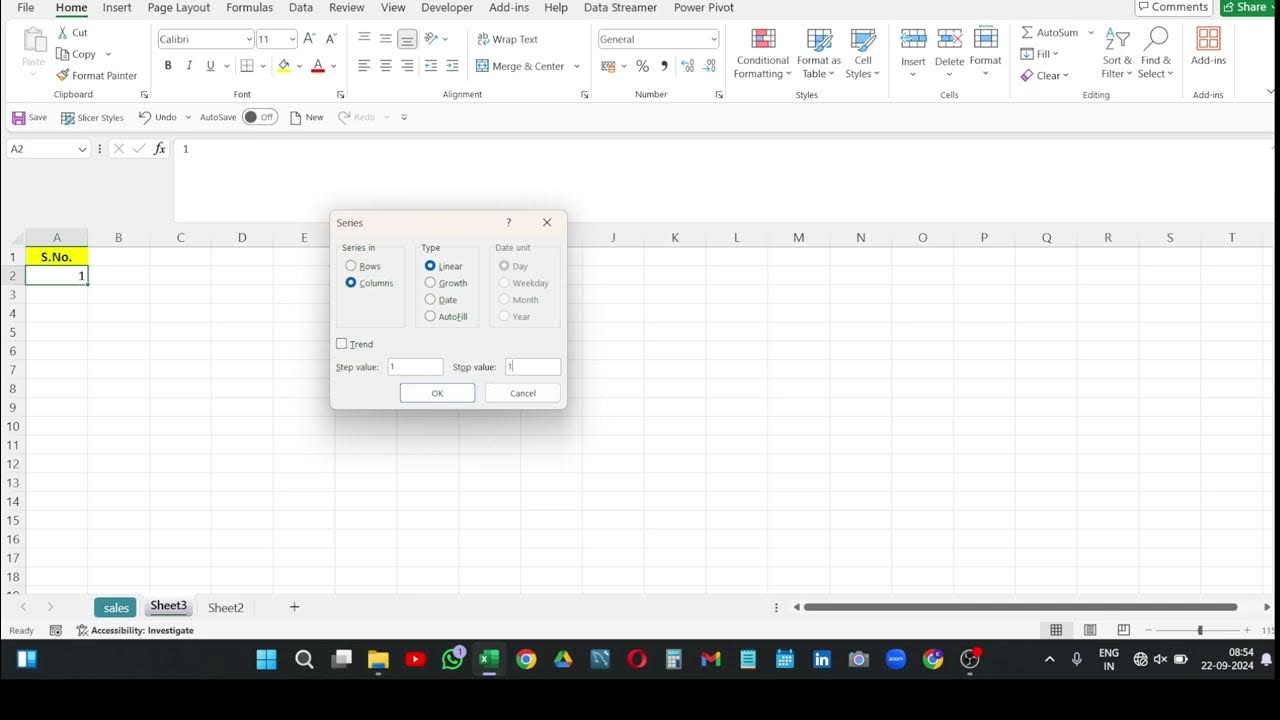 how to generate sequence numbers in excel | excel for fresher - YouTube
