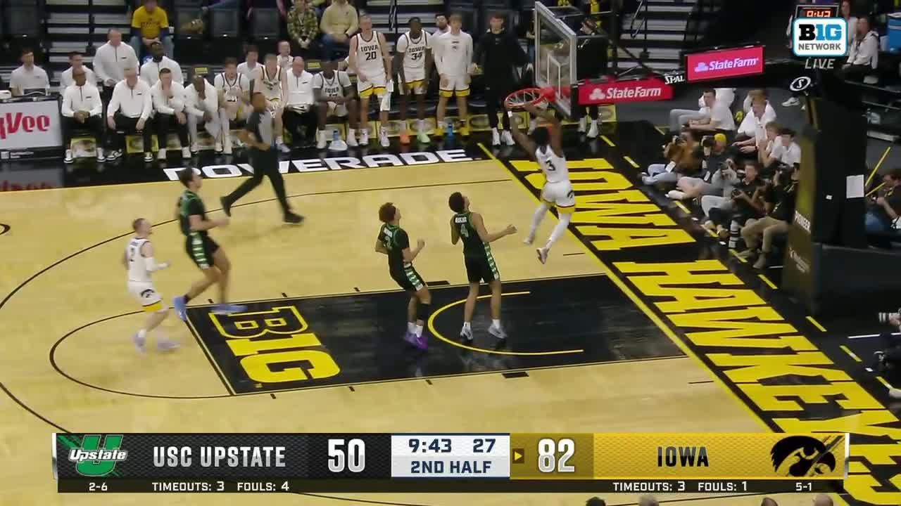 TWO-HAND SLAM by Drew Thelwell vs. USC Upstate | Iowa Men's Basketball ...