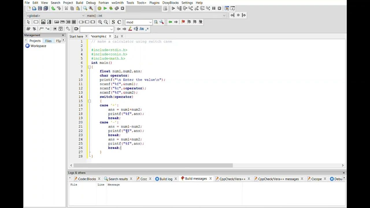 C tutorial 11|| switch case || calculator || code blocks || c programming || c for beginners ...