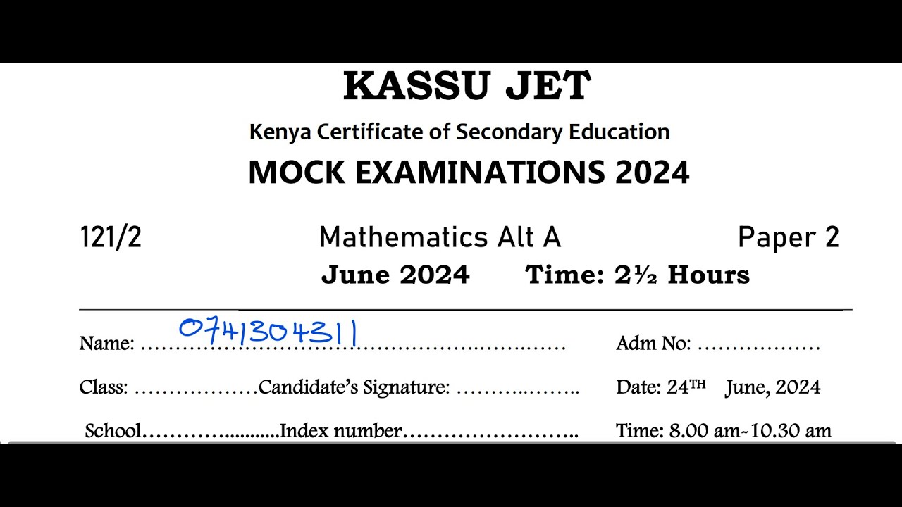 KASSU JET, MATHEMATICS PAPER 2 SECTION 1 2024 - YouTube