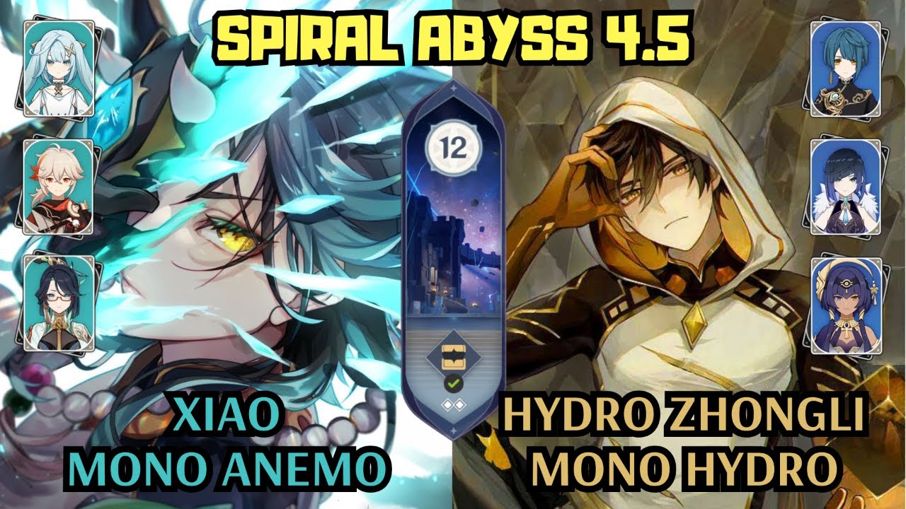 C0 Xiao Mono Anemo & C0 Hydro Zhongli Mono Hydro | 4.5 Spiral Abyss ...