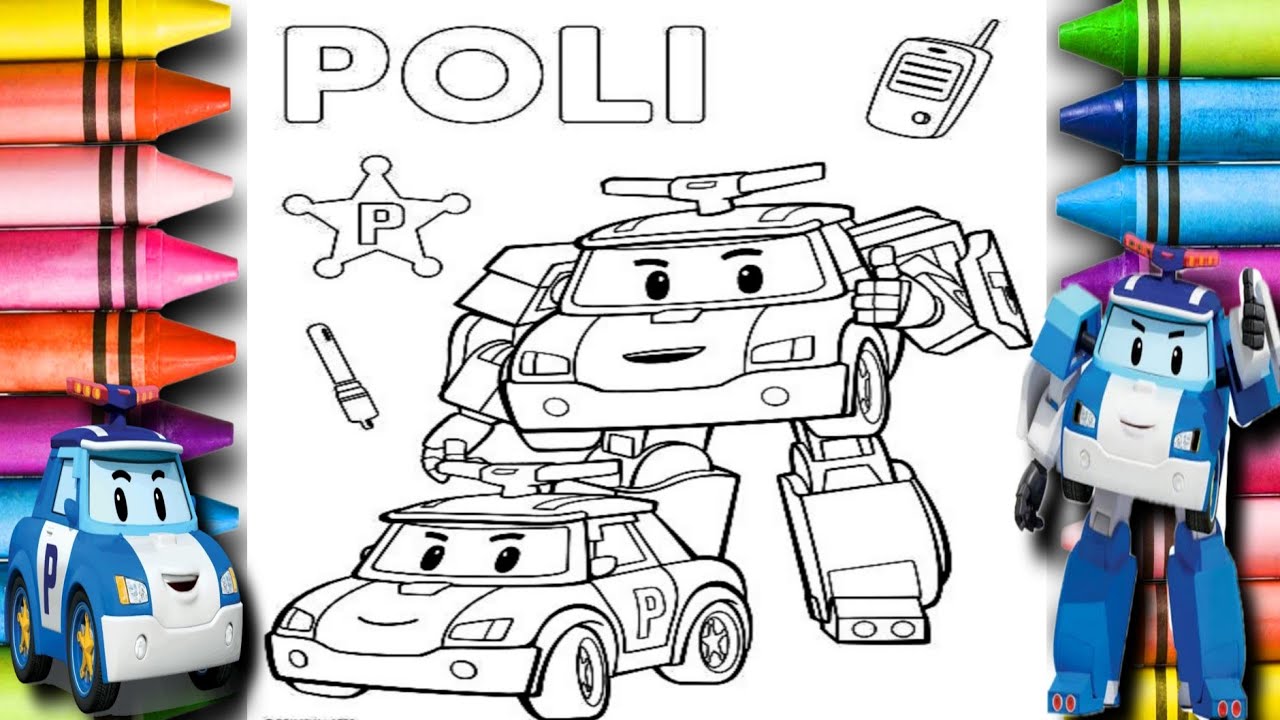 Robocar Polie drawing 🖌️🎨 | Robocar poli TV cartoon | Colouring 🌈 craft ...