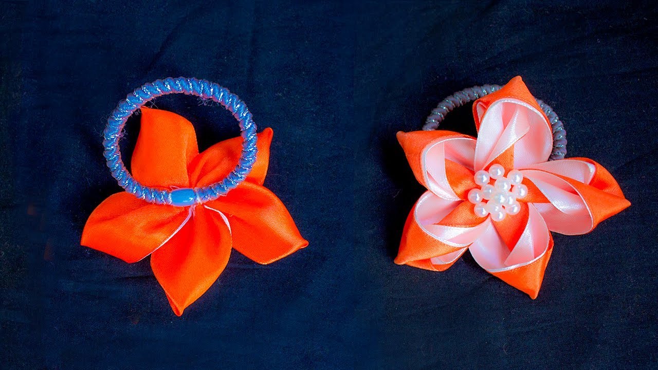 Ribbon Hair Band | DIY Rubber Hair Band | Handmade Ribbon Hair Band ...