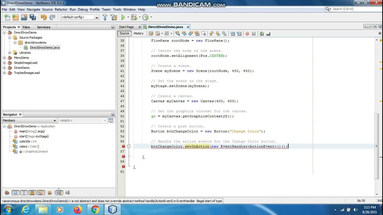 Java the complete Reference Ninth Edition (Chapter 34) Example (4) Drawing Directly On a Canvas ...