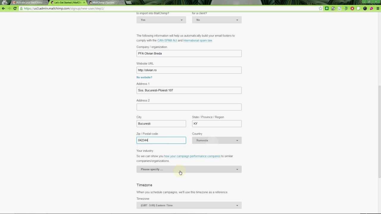 Crearea unui cont în MailChimp - YouTube