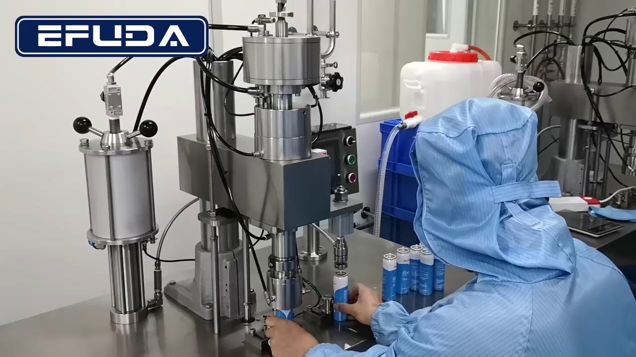 BOV Aerosol Filling Machine , 35mm Can - YouTube