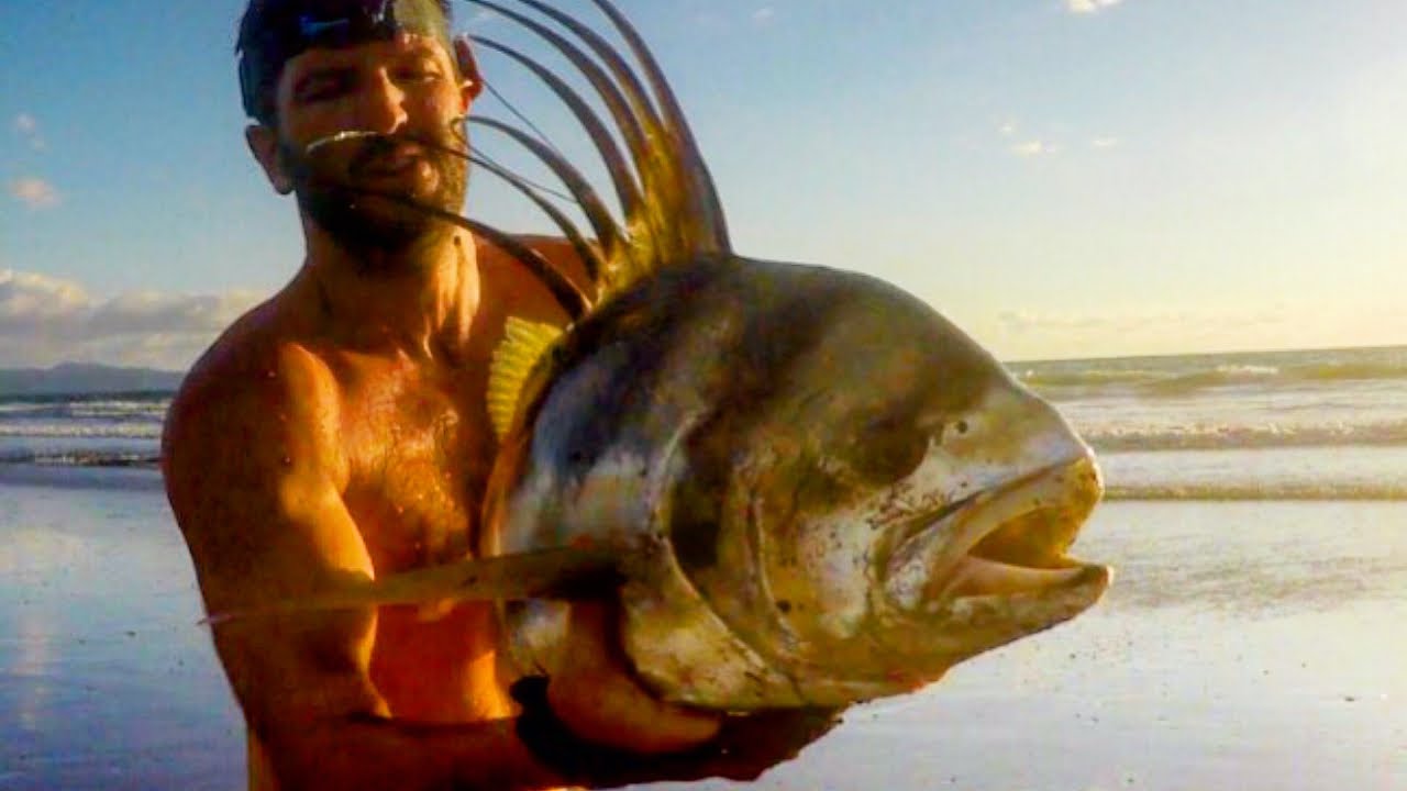 Popper Fishing Roosterfish IN THE SURF! - YouTube