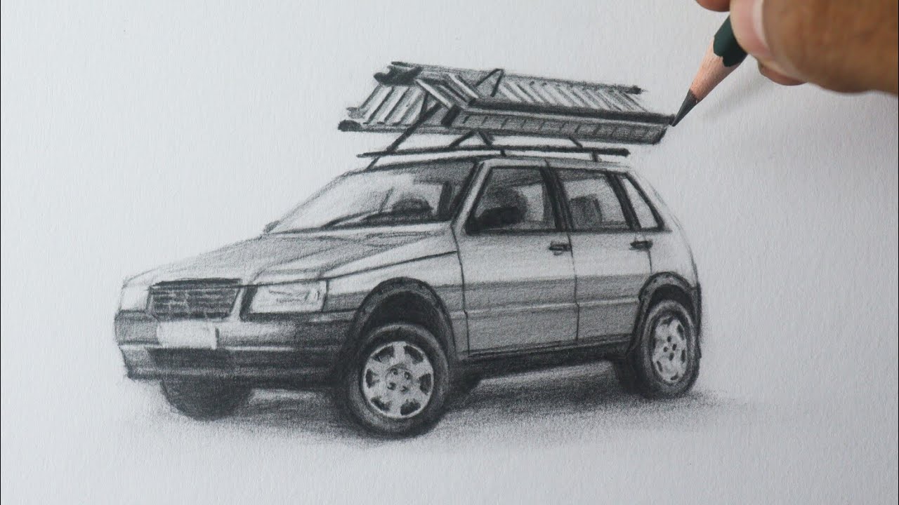 Como desenhar um FIAT UNO com escada no teto PASSO A PASSO narrado ...