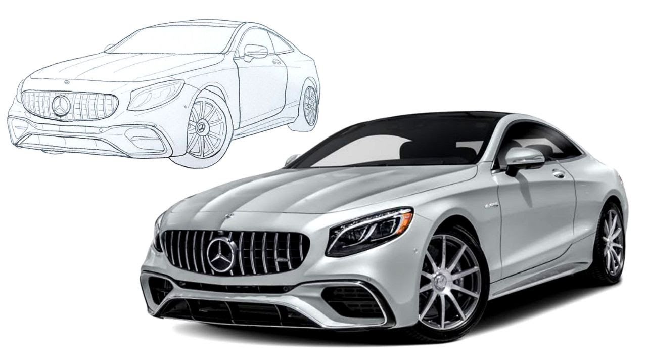 How to Draw a Mercedes Benz S-Class Coupe | Step-by-Step Pencil Art ...