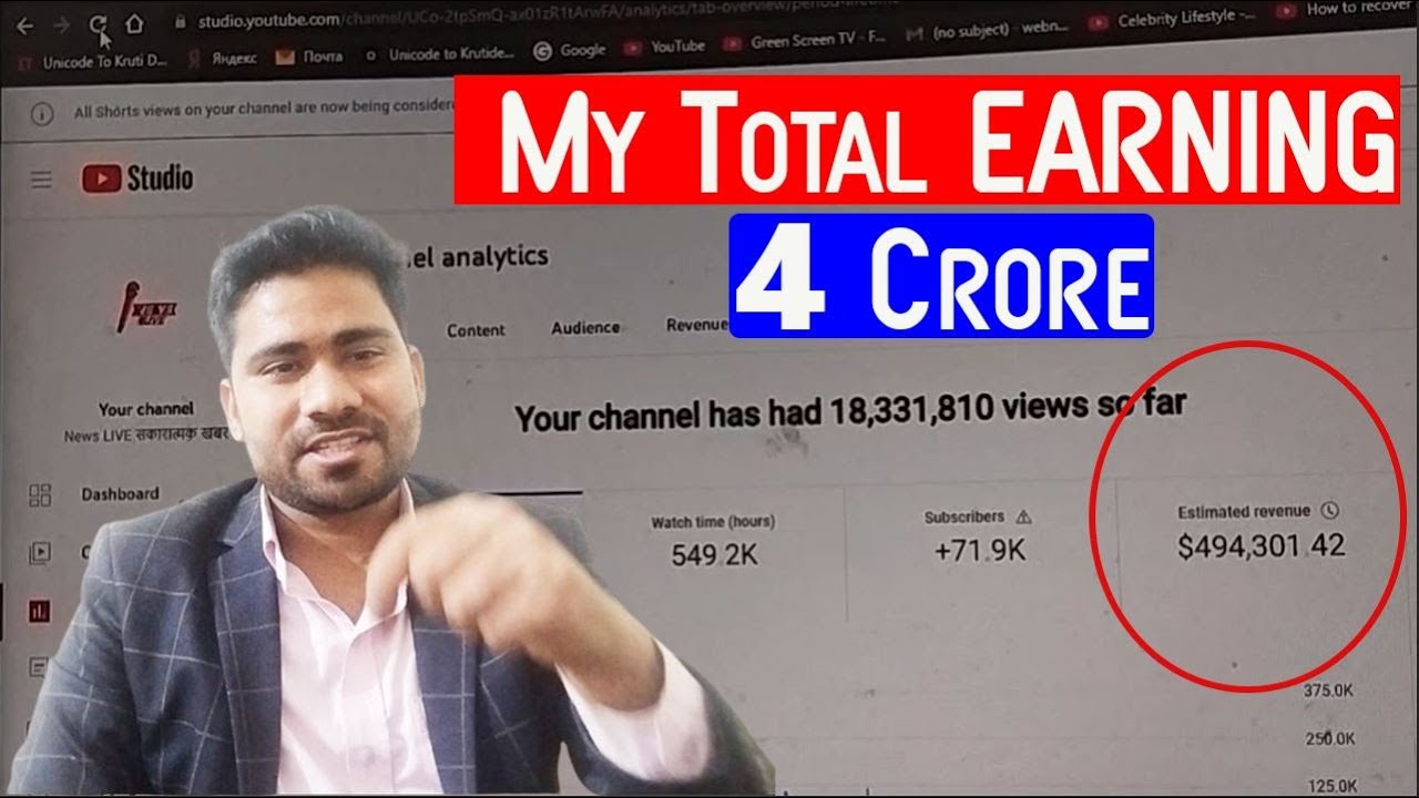 My Total Youtube Income 4 Crore 😱😱 ( $494301 ) | Earning ? मैंने 1 साल ...