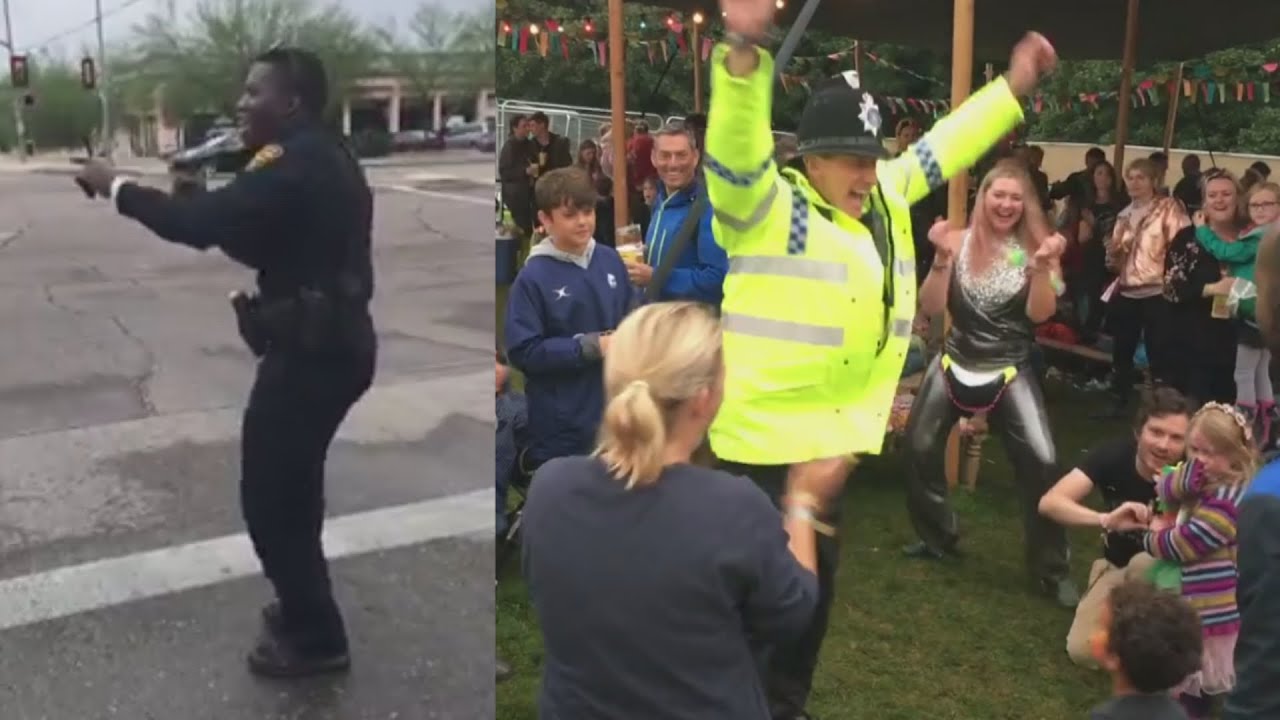 American Vs British Cops in Dance-Off - YouTube