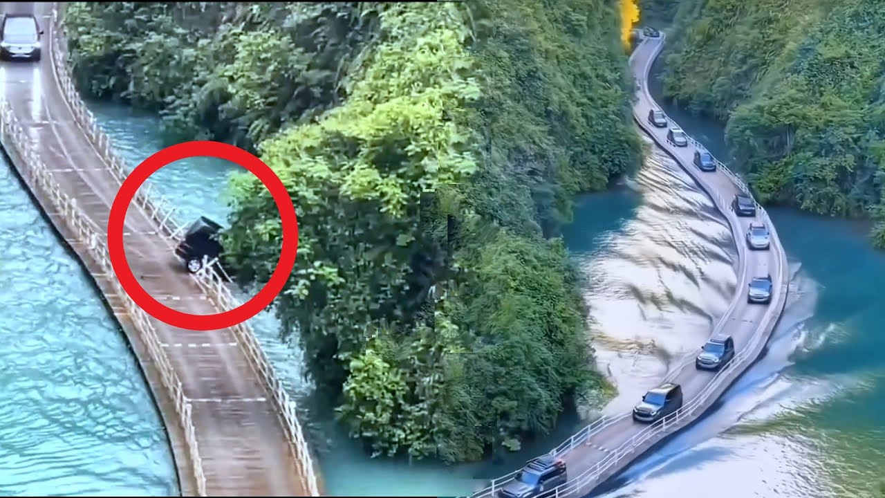The most dangerous floating bridge | Cars driving on water | Amazing ...