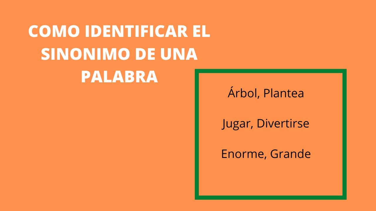 Como identificar el sinonimo de una palabra - YouTube