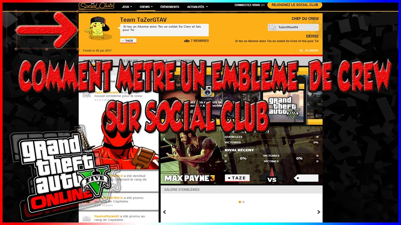 TUTO COMMENT MÈTRE UN EMBLEME DE CREW SUR SOCIAL CLUB - YouTube