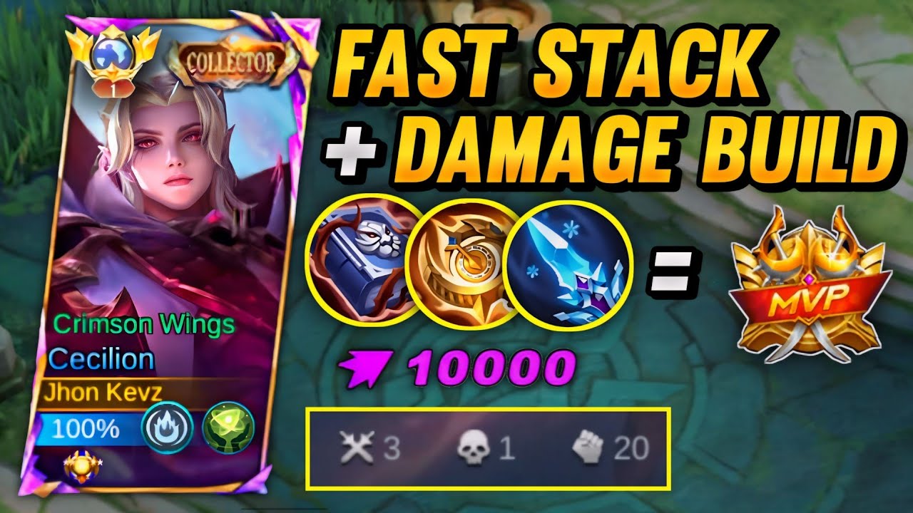 FAST STACK AND DAMAGE BUILD | TOP GLOBAL CECILION | BEST EMBLEM FOR CECILION - YouTube
