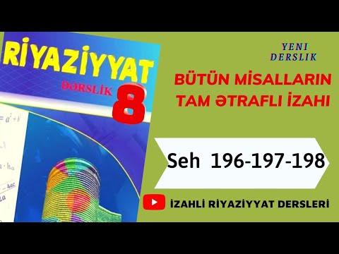 8ci sinif Riyaziyyat seh 196-197-198 İki noqteden kecen duz xettin tenliyi (butun misallarin izahi)