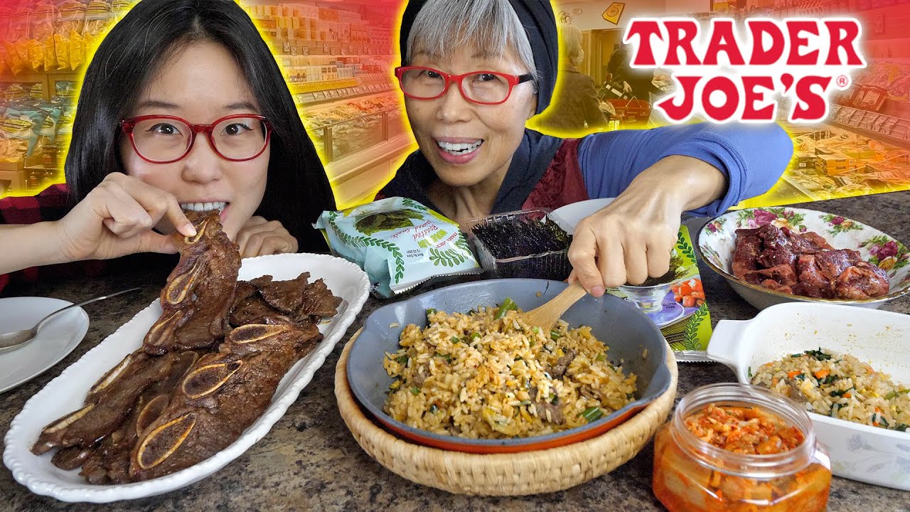 Trying K-BBQ & Korean Food from TRADER JOE'S - YouTube