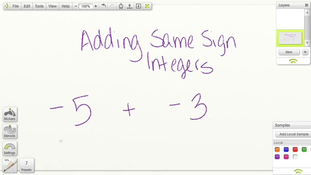 Same Sign Integer Addition - YouTube