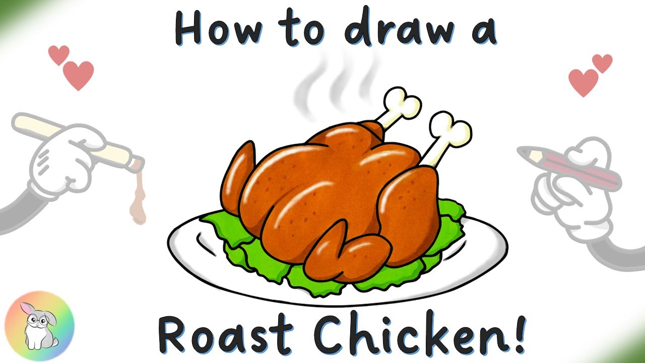 How to draw a Roast Chicken | Happy Fingers Kids Art - YouTube