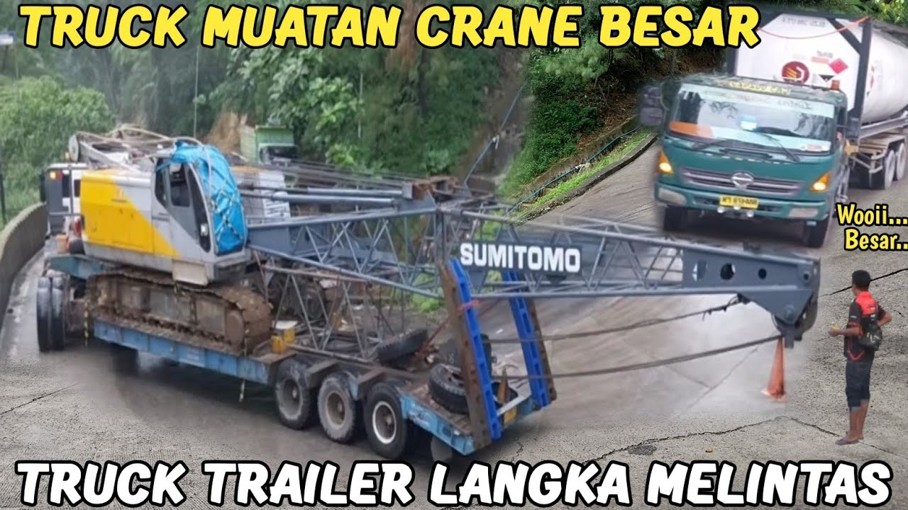 DI KAWAL TNI..!! Truck Trailer Muatan Crane Besar. Truck Trailer Langka ...
