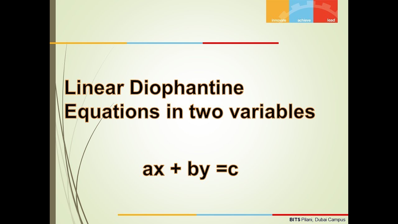 Solving Linear Diophantine Equation In Two Variables Youtube