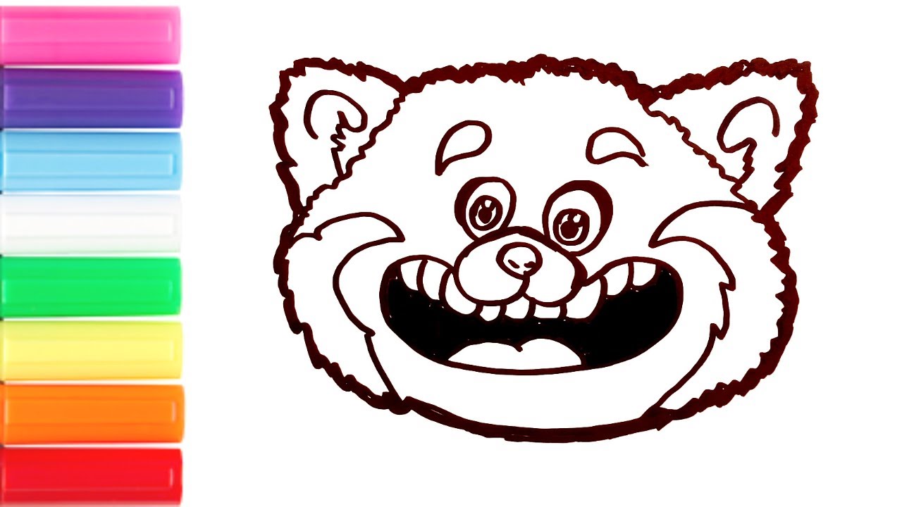 Dibuja y Colorea a RED el PANDA ROJO de DISNEY 🐼 ️🌈 How To Draw Red ...