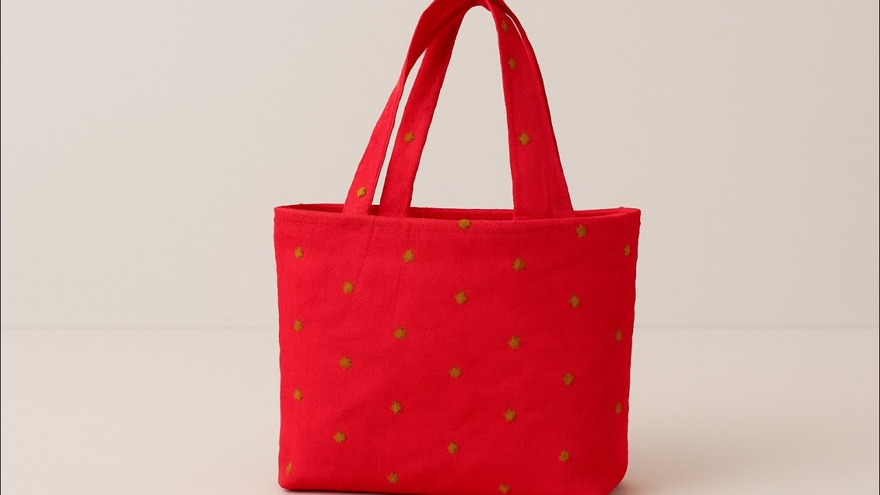 Elegant Red Tote Bag | Handmade Fabric Bag DIY | खूबसूरत लाल हैंडमेड ...