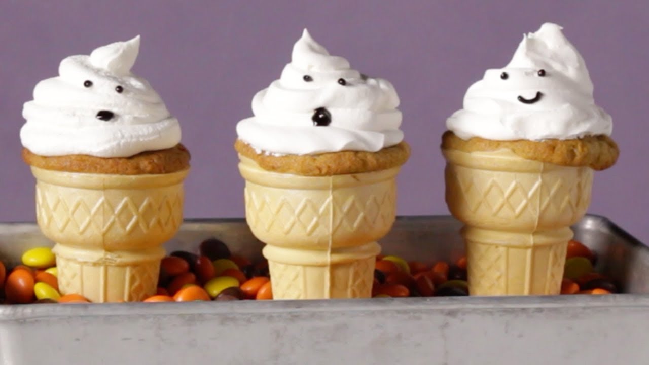 Ghost Cupcake Cones - YouTube