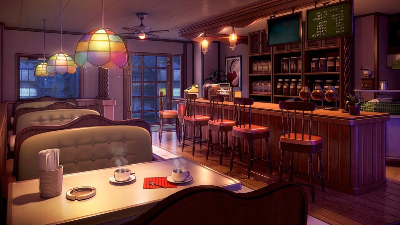Cozy Coffee Shop Ambience ☕: Relaxing Rain with Piano Jazz Music - 4K ...