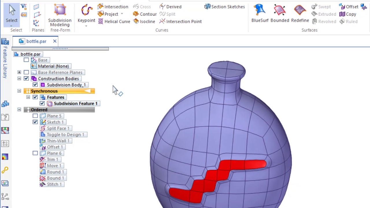 Modify a subdivision model using hybrid mode - YouTube