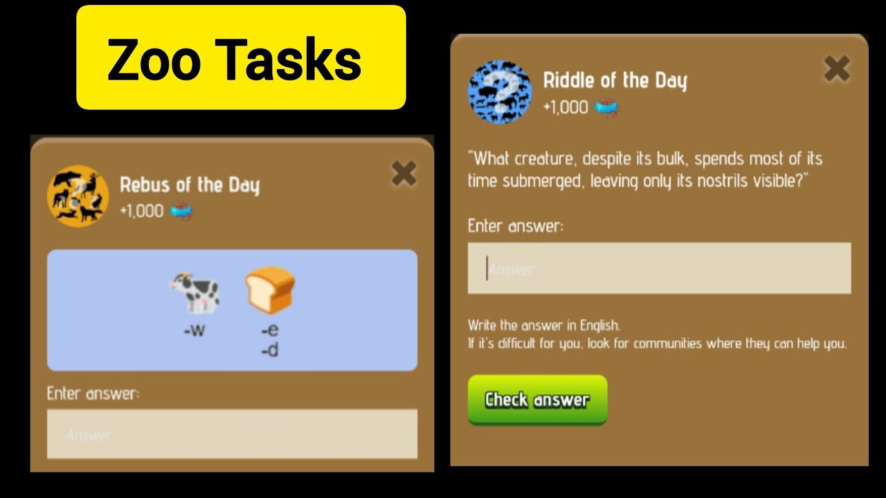 20th December Zoo Daily Tasks Today | Zoo Riddle of the Day | Zoo Rebus ...