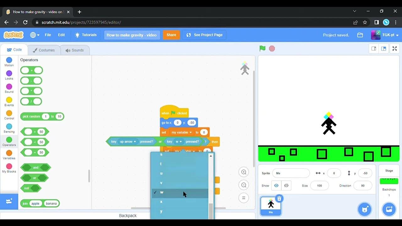 How to make gravity on scratch كيف تسوي جاذبية على سكراتش - YouTube