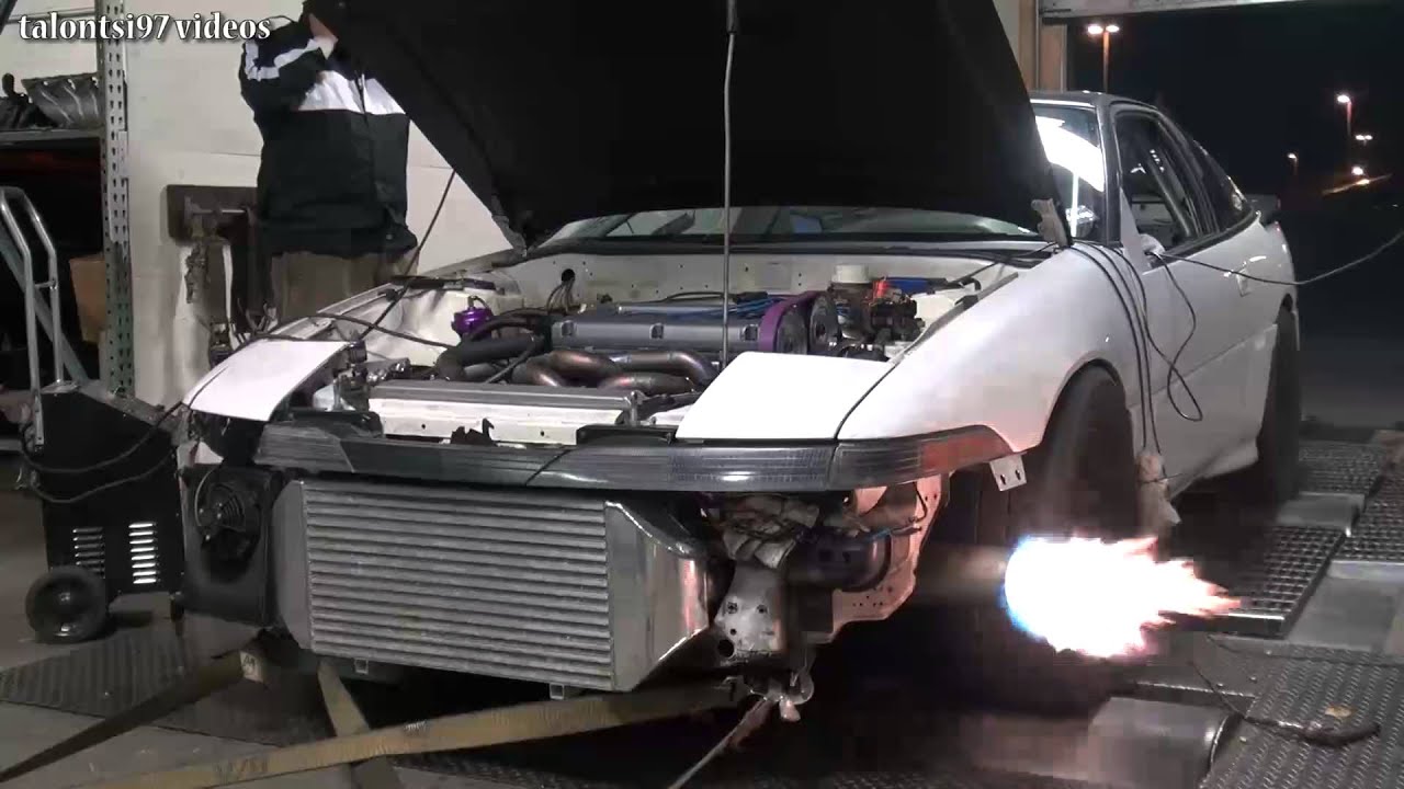 1g Eclipse 6766 flamethrower dyno KP Tuning - YouTube