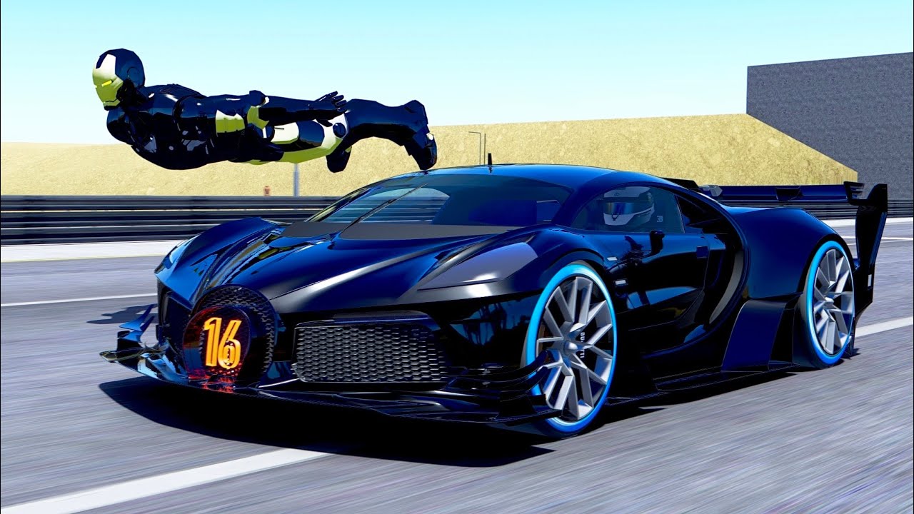 Bugatti Black Devil vs Iron Man Black Suit Mark 46 at Special Stage ...