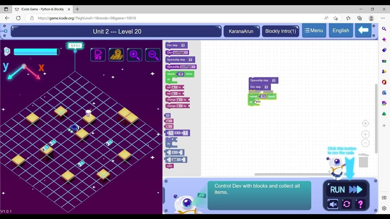 Blockly Video 6 - Repeat Block - YouTube