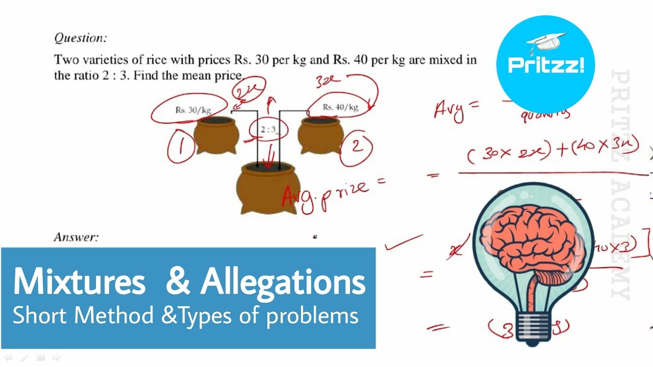 Mixtures & Allegation | Short Methods to solve |Allegation Rule| avg ...