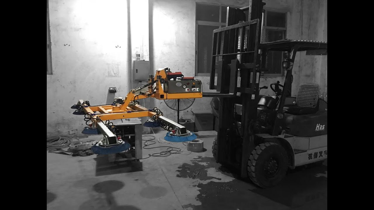 Slab lifter attached on forklift - YouTube