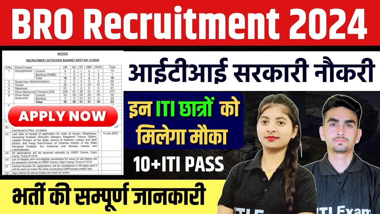 BRO Recruitment Full Notification 2024 | BRO Recruitment 2024 Form ...
