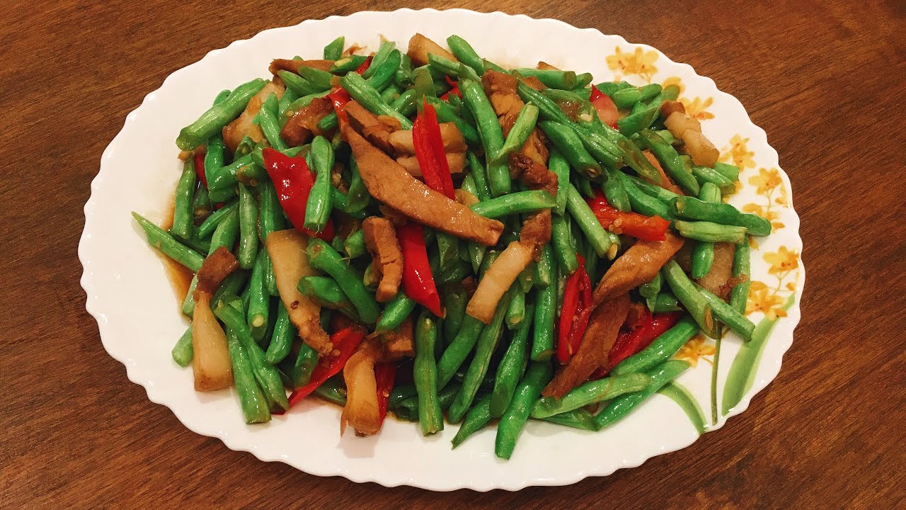 Stir Fried French Beans With Pork - YouTube