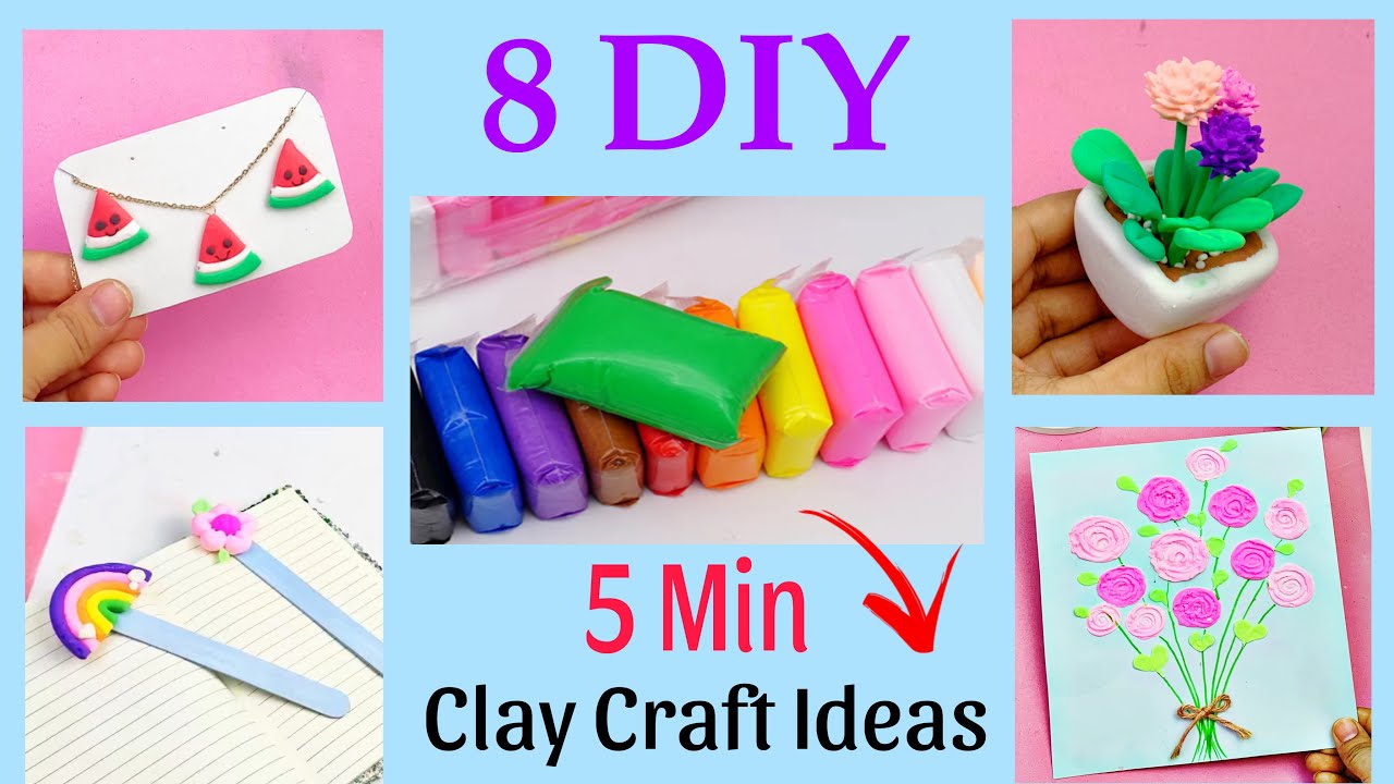 8 Clay Craft Ideas 😱 / Diy Craft Ideas With Clay / Art and craft Ideas ...