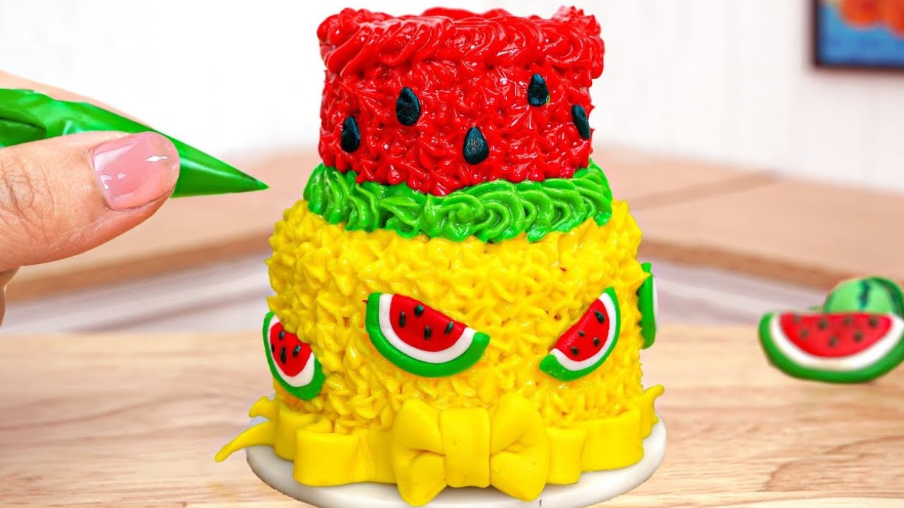 Cocomelon Cake 🍉 Miniature Buttercream Watermelon Cake Decorating ...
