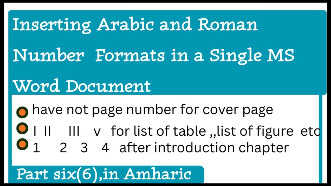 How to Insert Different Page Number Formats in MS Word: Part 6 - YouTube