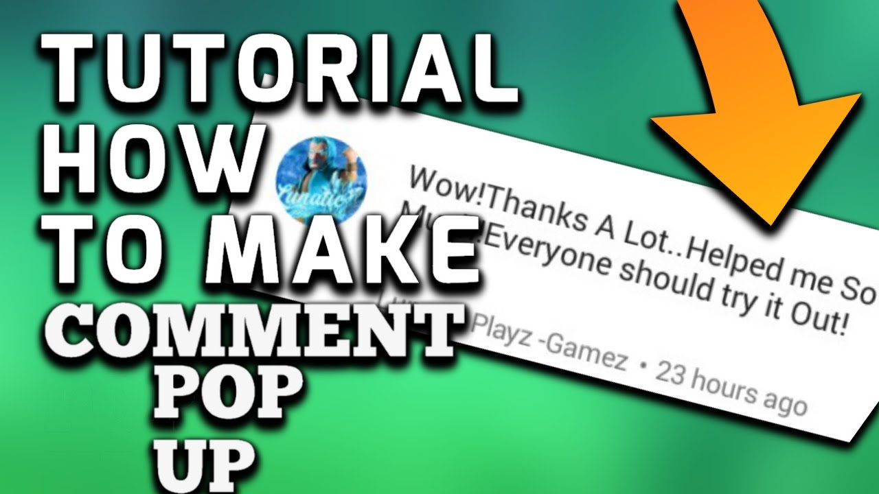 How To Make Comment Pop Up - YouTube