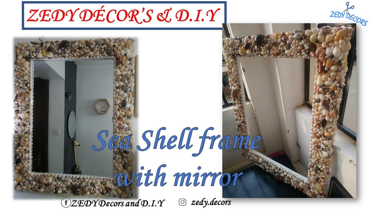 DIY Artificial SeaShells frame with mirror - YouTube
