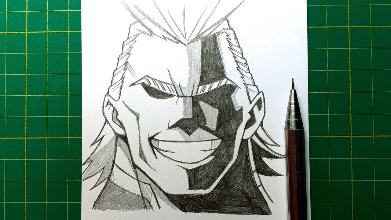 Anime Drawing| How to draw All-might step-by-step - YouTube
