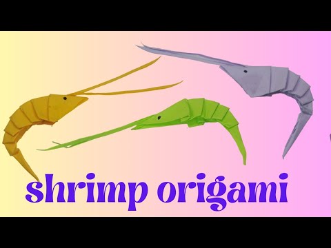 how to make a shrimp shape from origami paper - YouTube