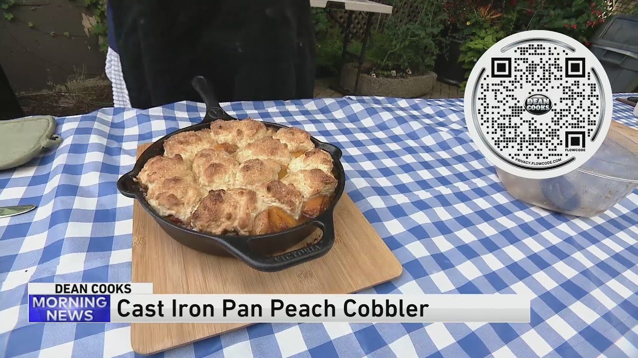 Dean cooks cast iron-pan peach cobbler - YouTube