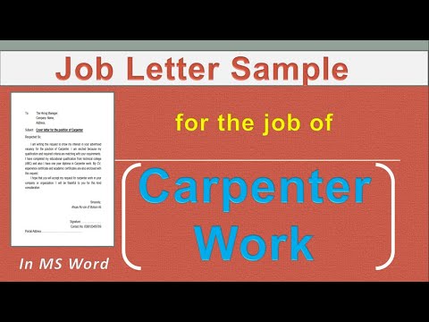Job application for the position of carpenter job | Cover letter for ...