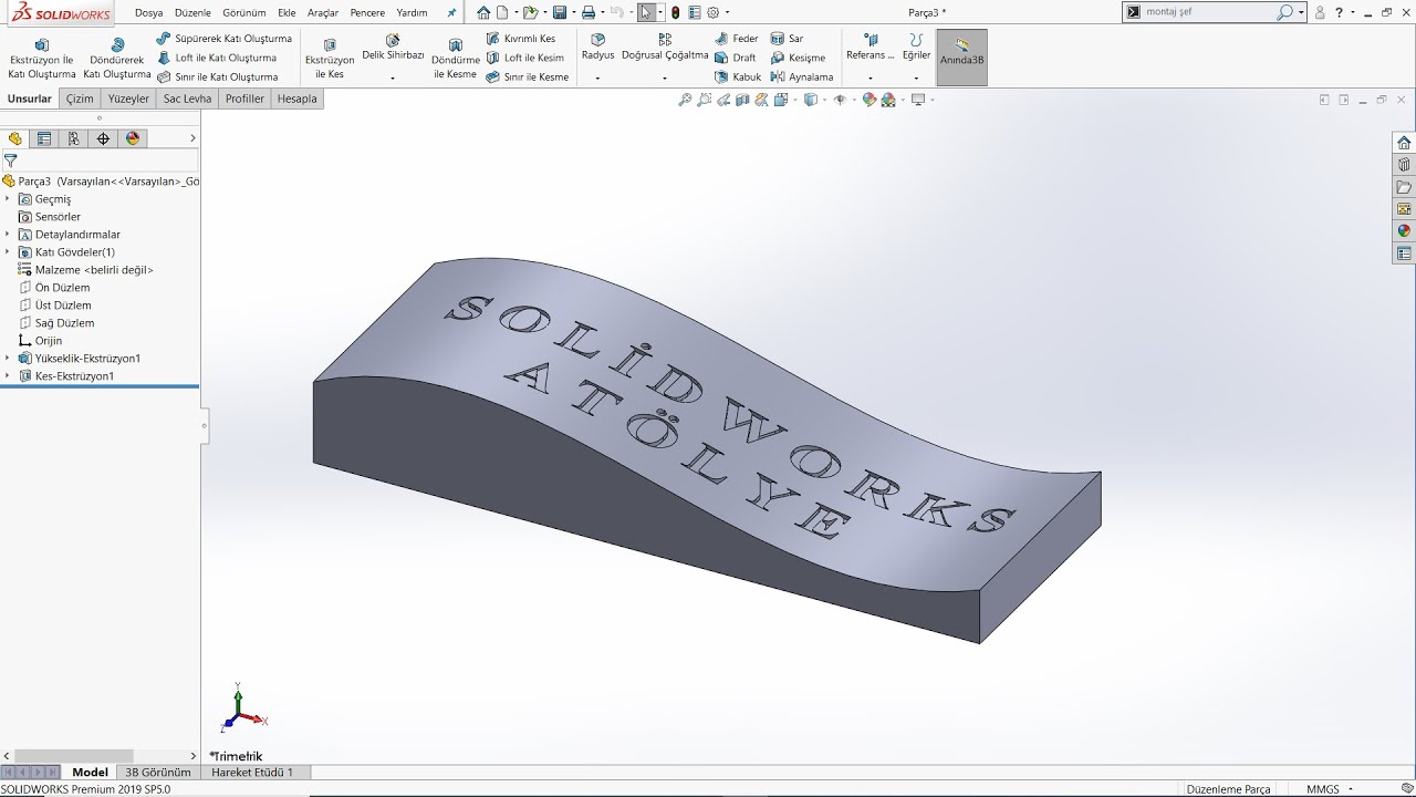 Solidworks Parça Üzerine Yazı Yazma (Writing on a Piece in Solidworks ...