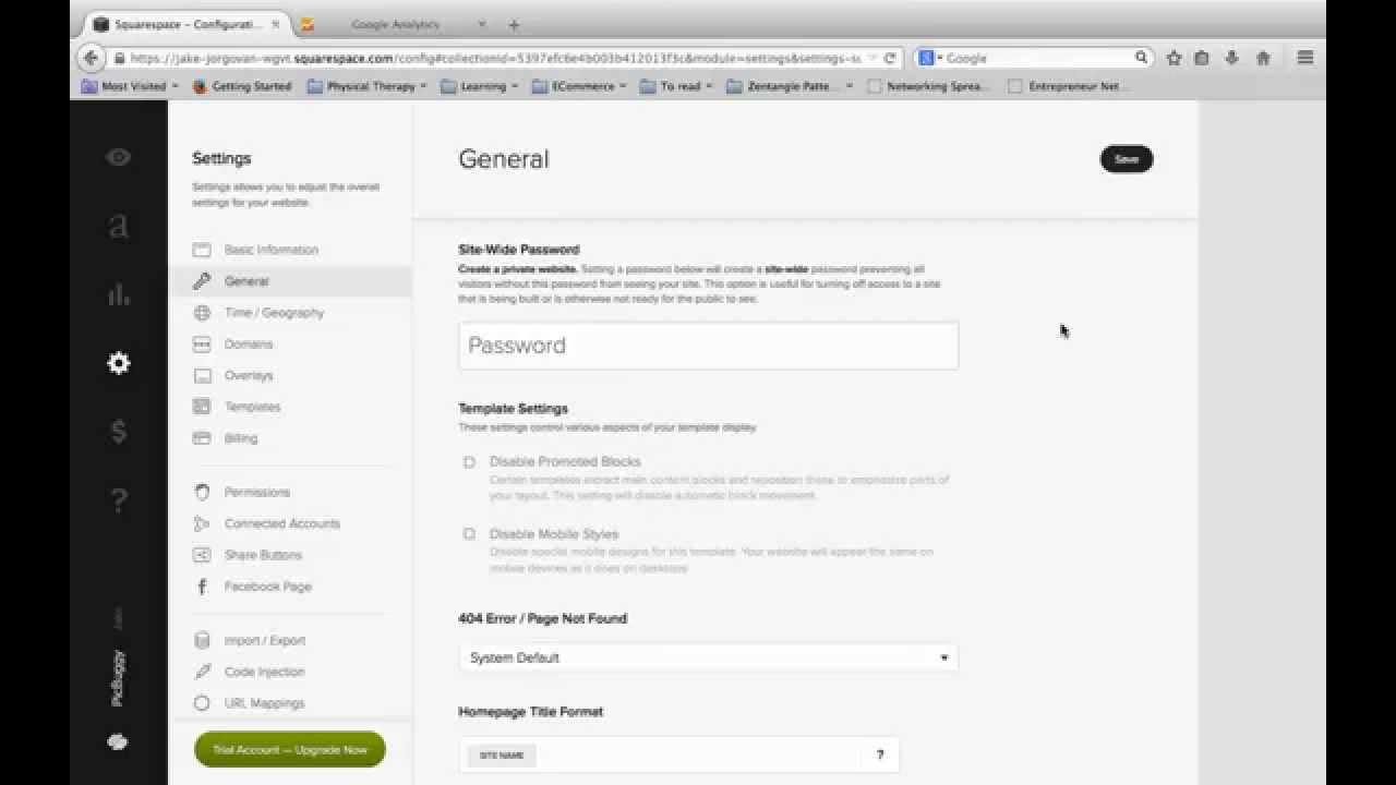 General settings in Squarespace - YouTube